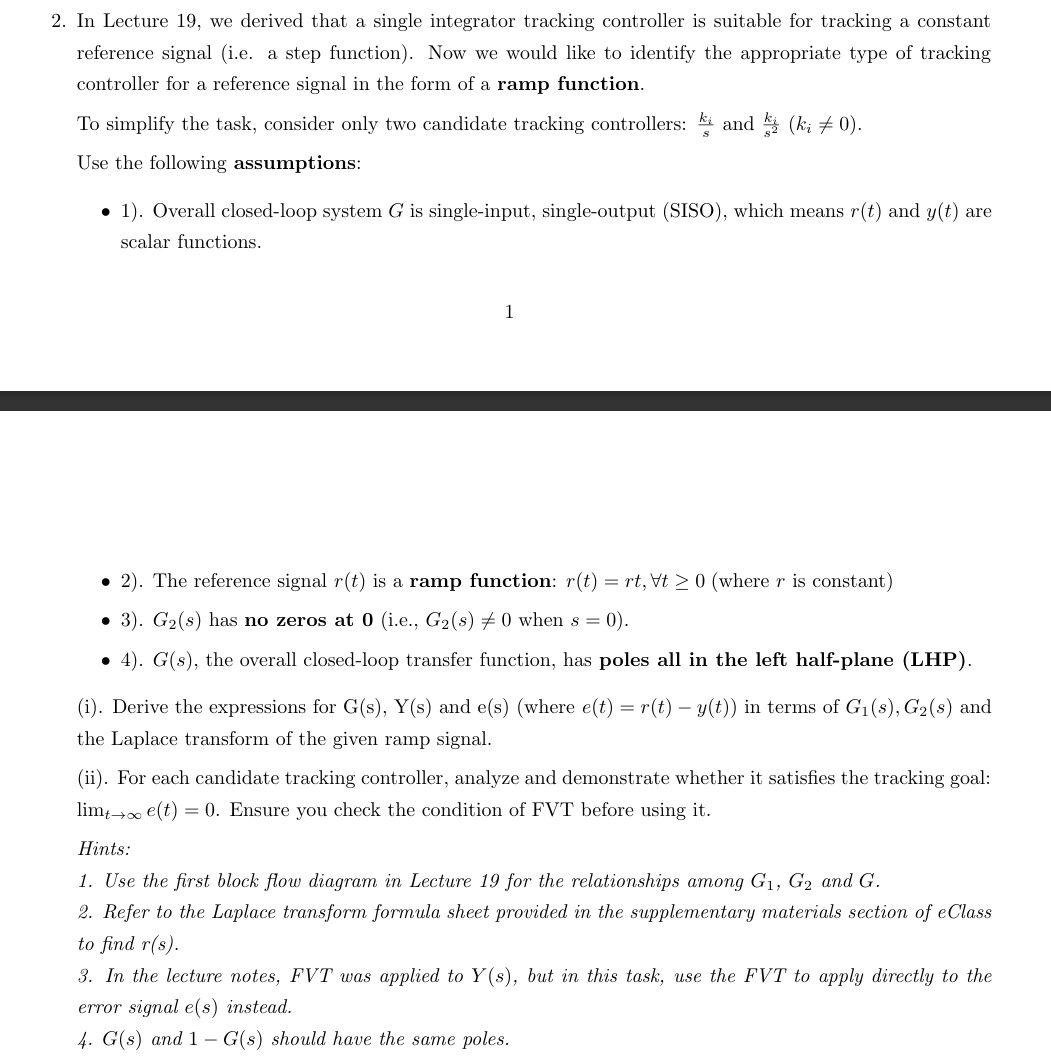 Solved In ﻿Lecture 19, we ﻿derived that a single integrator | Chegg.com