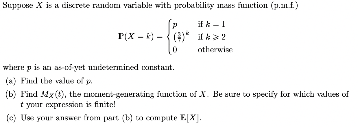 Solved Suppose X is a discrete random variable with | Chegg.com