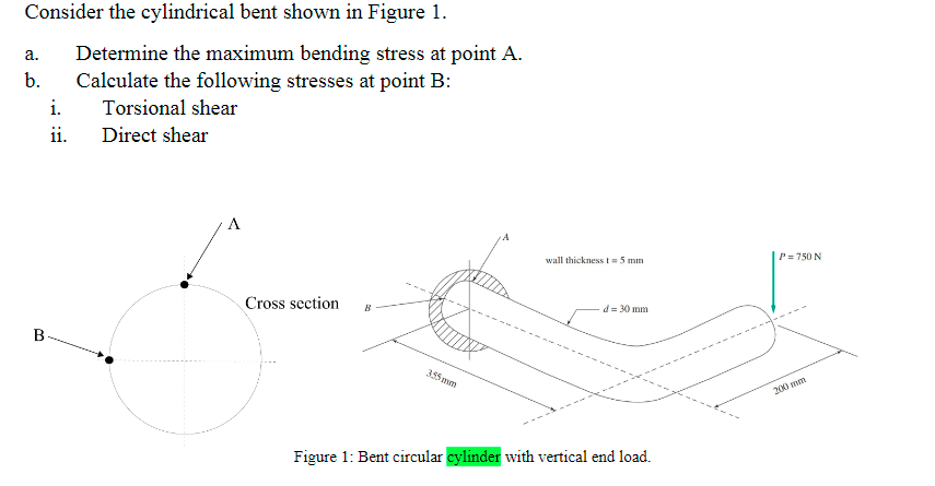 Solved Consider the cylindrical bent shown in Figure 1 a. | Chegg.com