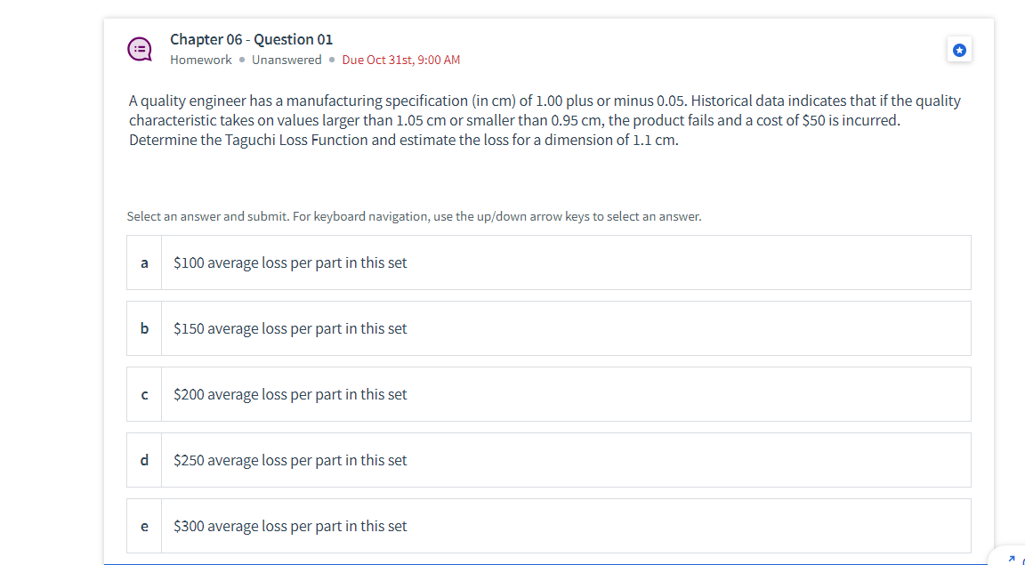 Solved Chapter 06 - Question 01 Homework ⋅ Unanswered ⋅ Due | Chegg.com