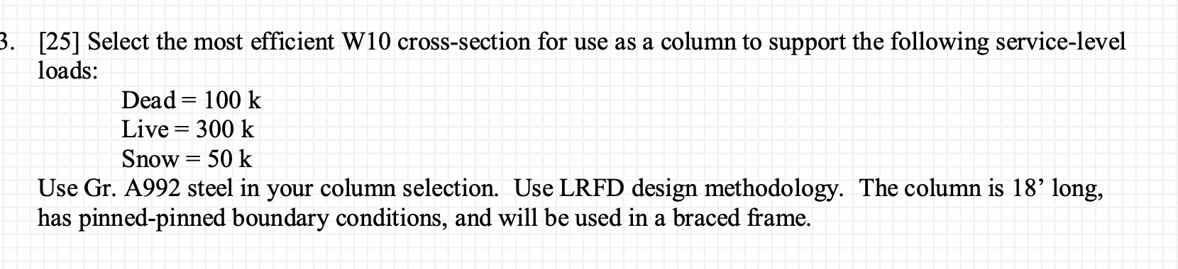 Solved 3. [25] Select the most efficient W10 cross-section | Chegg.com