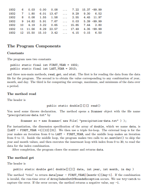 Solved In JAVA write a program, Precipitation, that reads a | Chegg.com