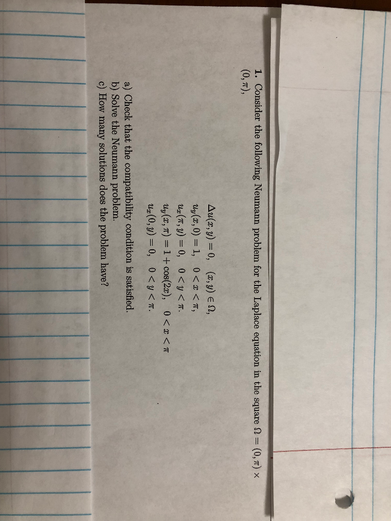 1. Consider the following Neumann problem for the | Chegg.com