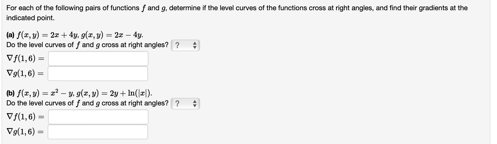 Solved For each of the following pairs of functions f and g, | Chegg.com