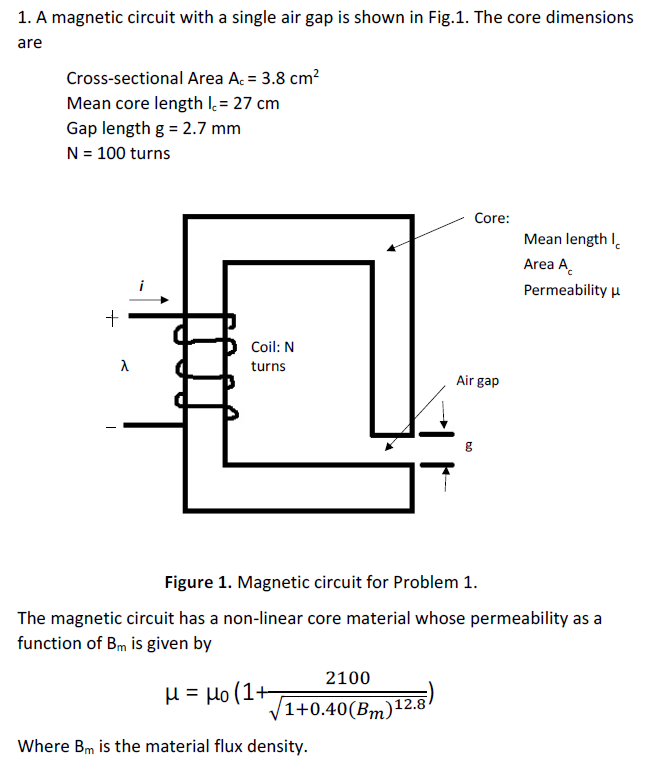 [Solved]: Please Show the Code 1. A magnetic circuit with