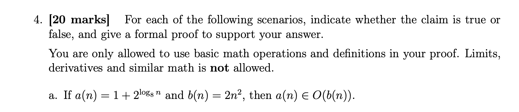 Solved 4. [20 marks] For each of the following scenarios, | Chegg.com