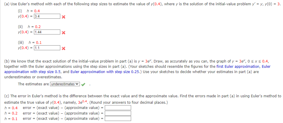 Solved (a) Use Euler's method with each of the following | Chegg.com