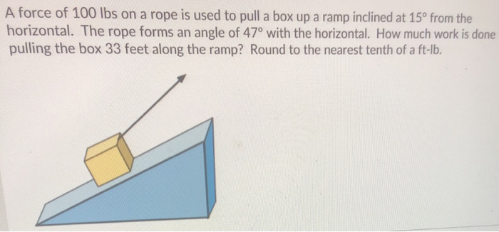 Solved A force of 100 lbs on a rope is used to pull a box up | Chegg.com
