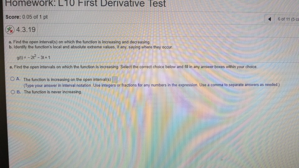 Solved Homework: L10 First Derivative Test Score: 0.05 of 1 | Chegg.com