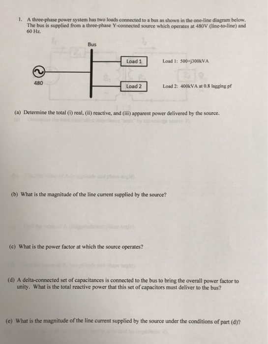 Solved 1. A three-phase power system has two loads connected | Chegg.com