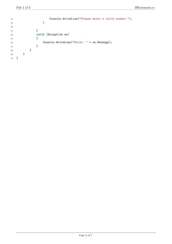 Solved File 1 of 5 IfStatement.cs 1 2 using System; using | Chegg.com