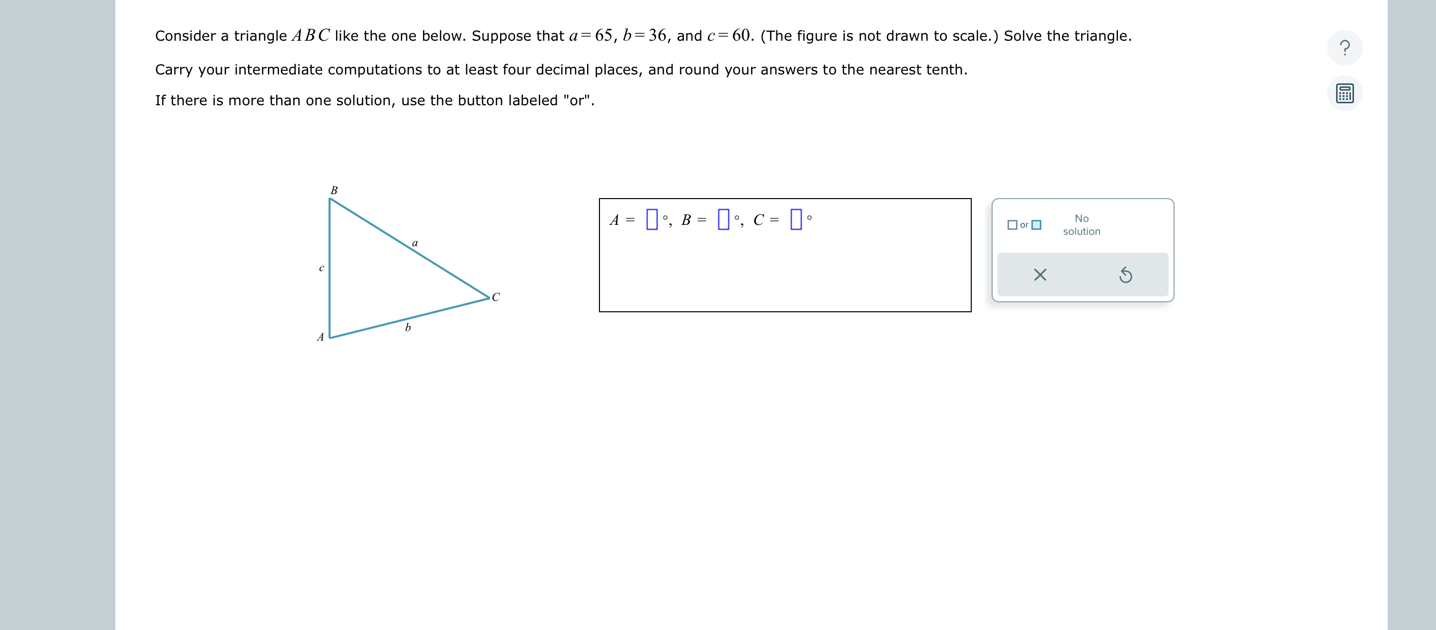 Solved Consider a triangle ABC like the one below. Suppose | Chegg.com