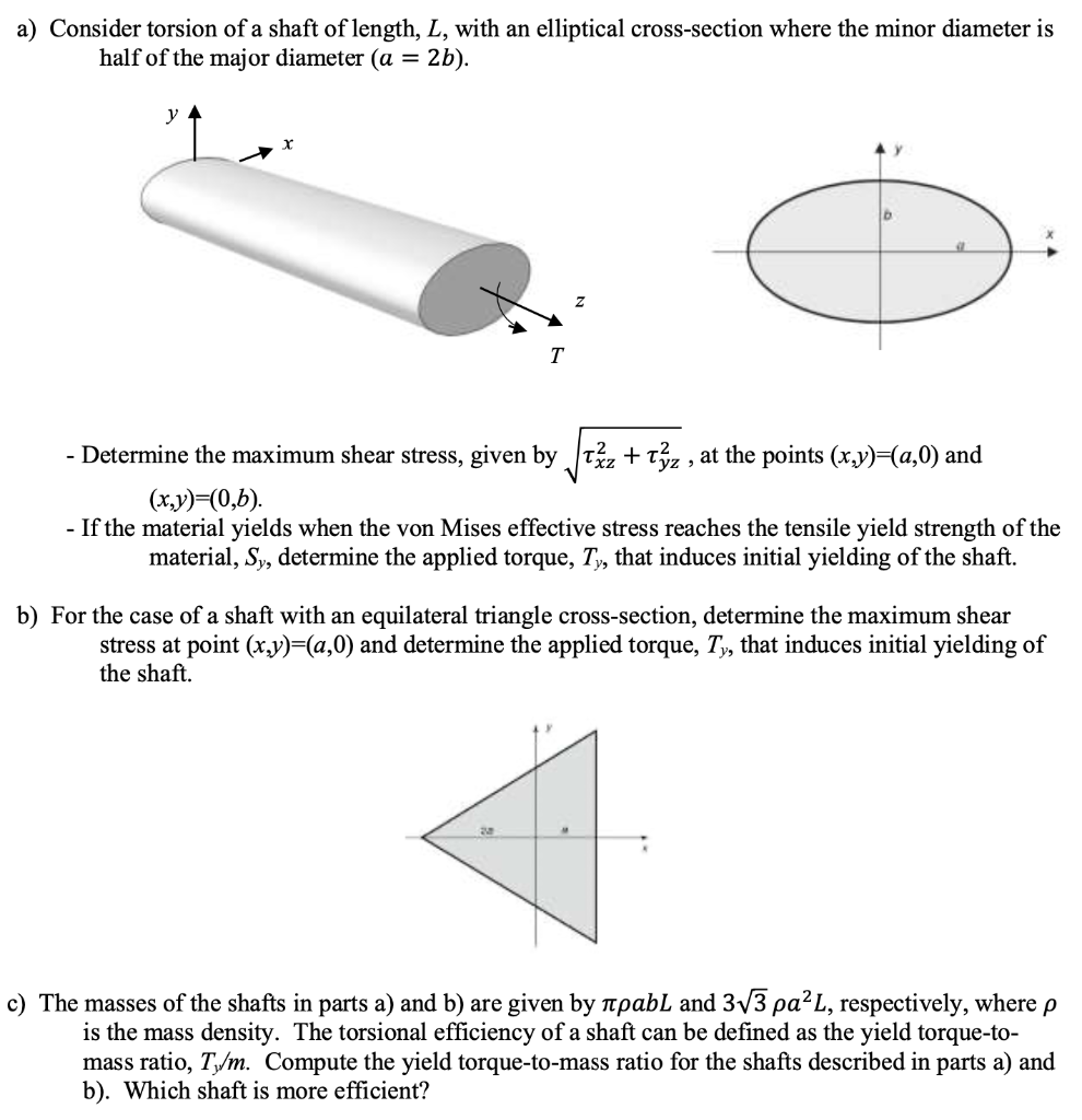 Solved a) Consider torsion of a shaft of length, L, with an | Chegg.com