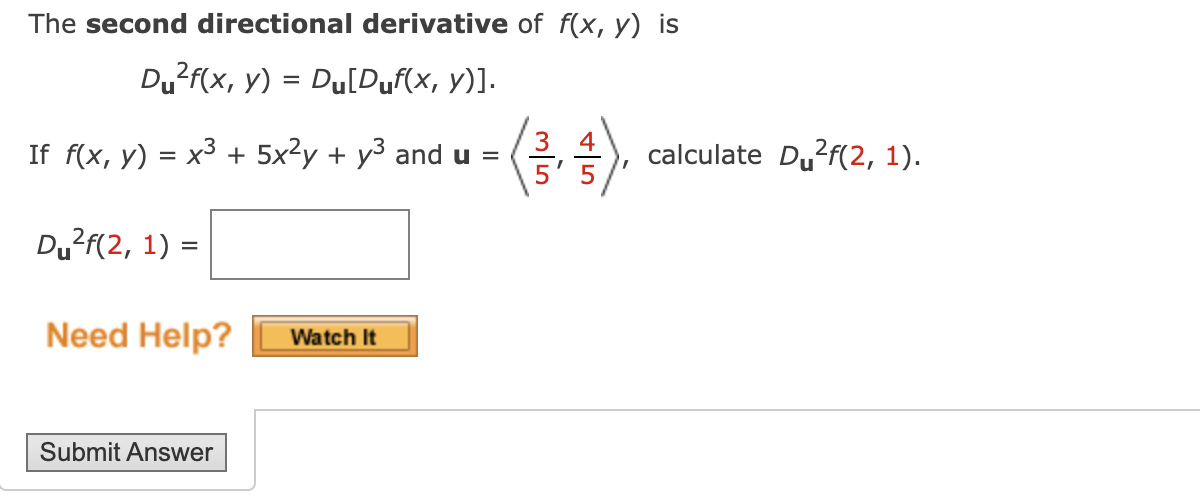 Solved The second directional derivative of f(x, y) | Chegg.com