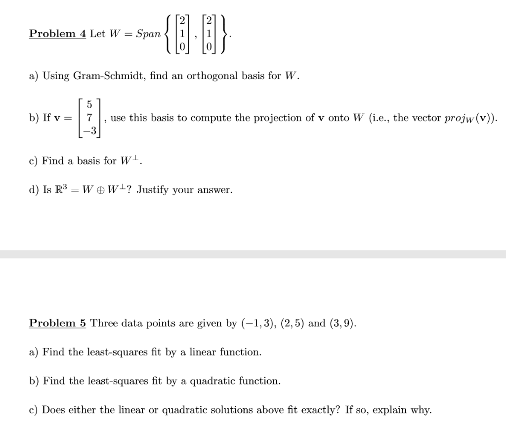 Solved Problem 4 Let W Span Problem S Let W Su 8 0 A 4278