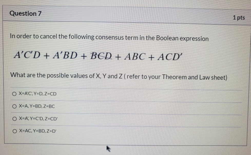Solved Question 7 1 pts In order to cancel the following | Chegg.com