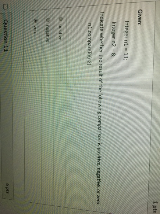 Solved 1 pts Given: Integer n1 11 Integer n2- 8: Indicate | Chegg.com