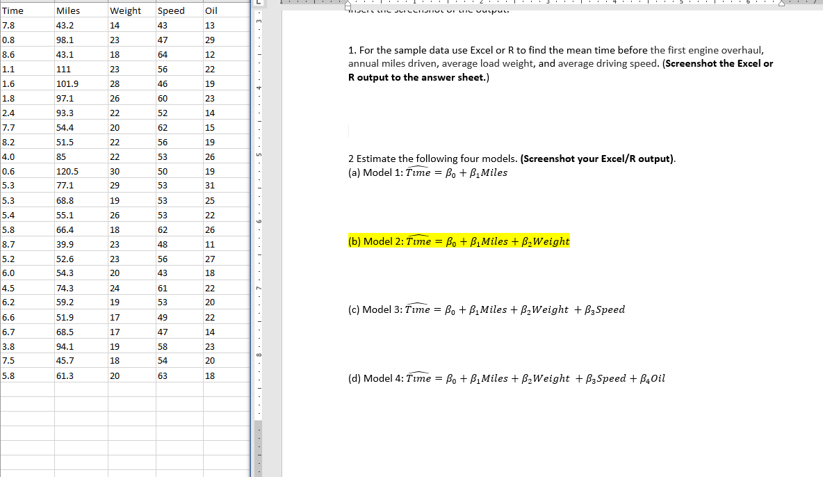 Solved 1. For the sample data use Excel or R to find the | Chegg.com