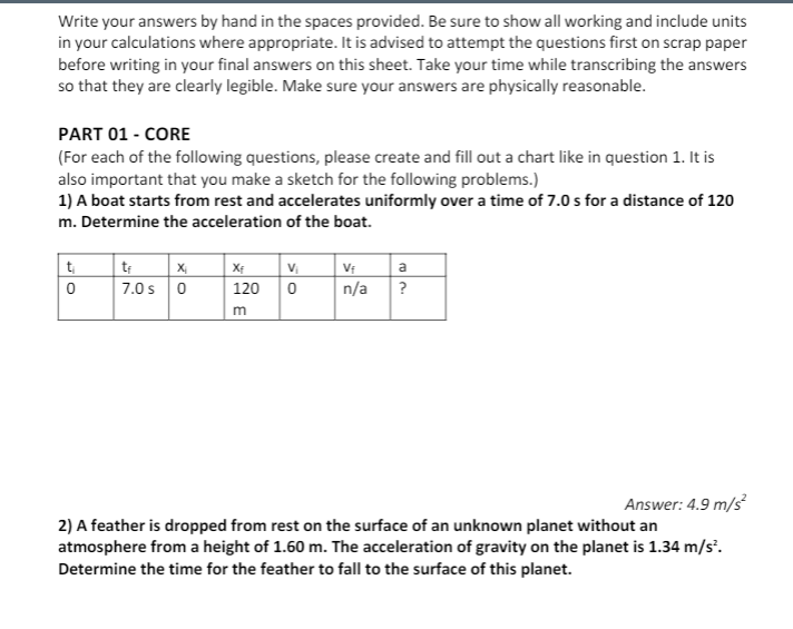 Solved Write your answers by hand in the spaces provided. Be | Chegg.com