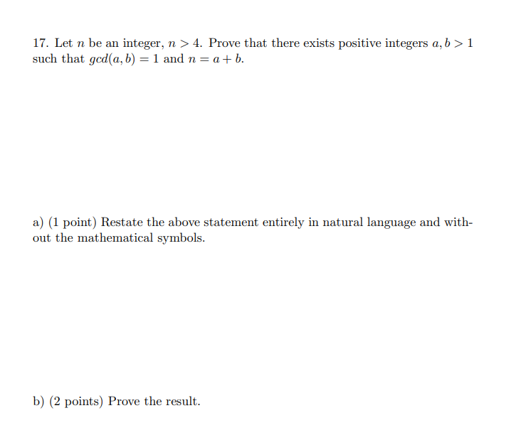 Solved 17. Let n be an integer, n>4. Prove that there exists | Chegg.com