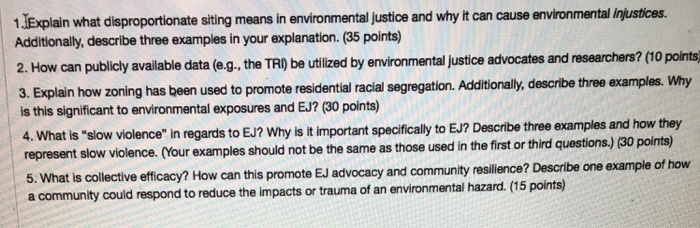 Explain what disproportionate siting means in | Chegg.com