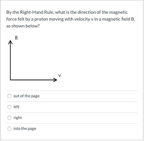 Solved By the Right-Hand Rule, what is the direction of the | Chegg.com