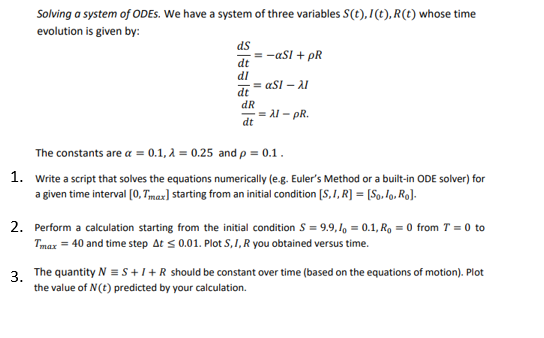 Solved Solving a system of ODEs. We have a system of three | Chegg.com
