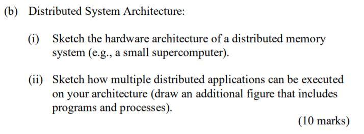 Solved (b) Distributed System Architecture: (i) Sketch the | Chegg.com