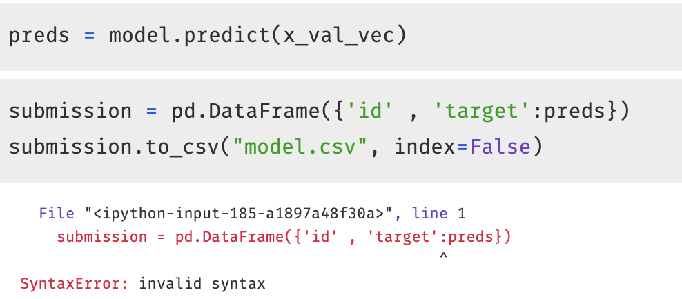 Solved preds = model.predict(x_val_vec) = 1 submission | Chegg.com