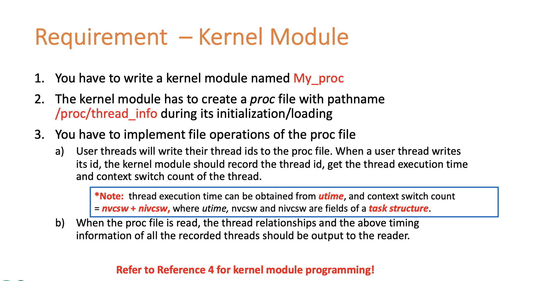 1. You have to write a kernel module named My−proc 2. | Chegg.com
