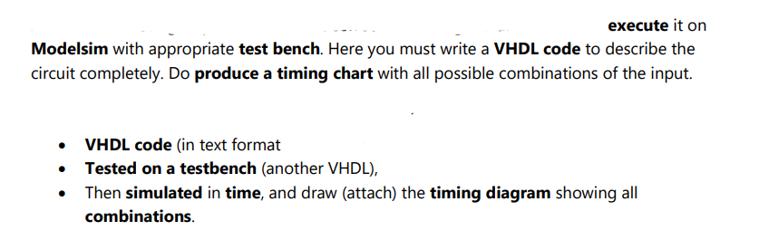 Solved execute it on Modelsim with appropriate test bench. | Chegg.com