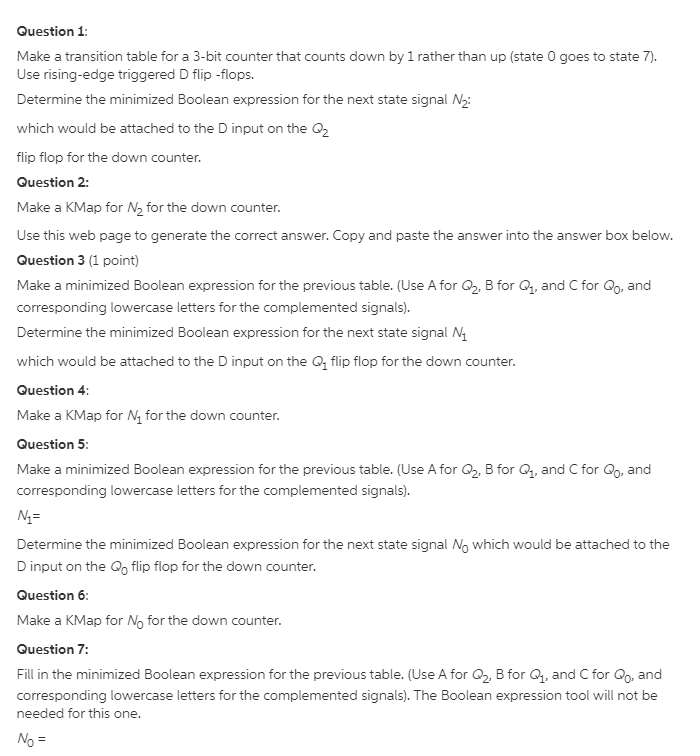 Solved Question 1: Make a transition table for a 3-bit | Chegg.com