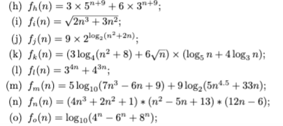 Solved 1. (30 points Give the asymptotic complexity of each | Chegg.com