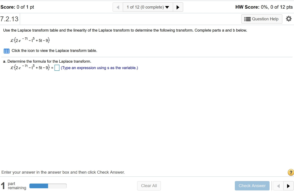 Solved Use The Laplace Transform Table And The Linearity Of