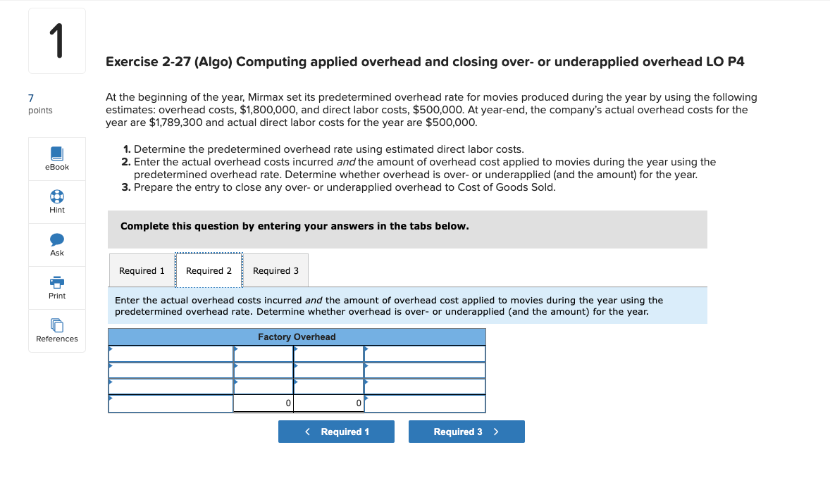 Solved Exercise 2-27 (Algo) Computing applied overhead and | Chegg.com