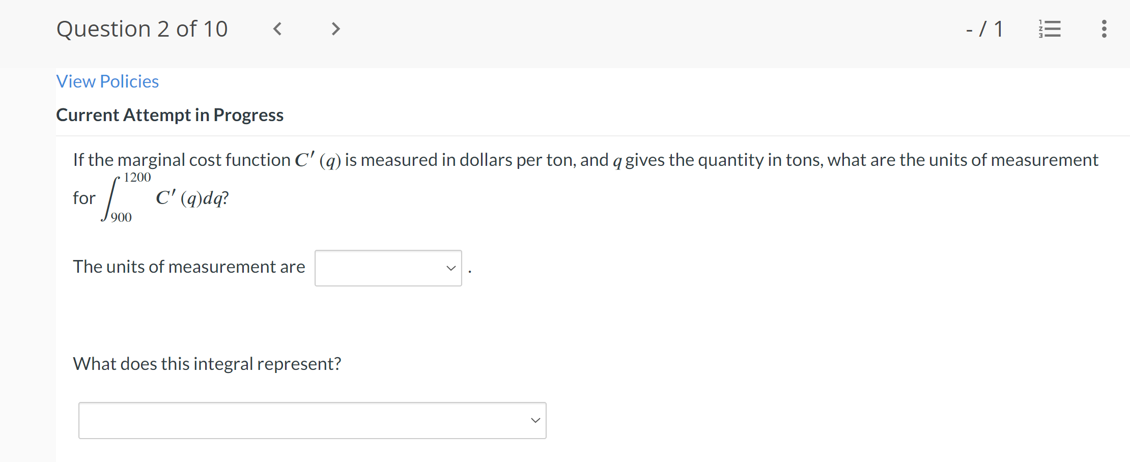 Solved If the marginal cost function C′(q) is measured in | Chegg.com