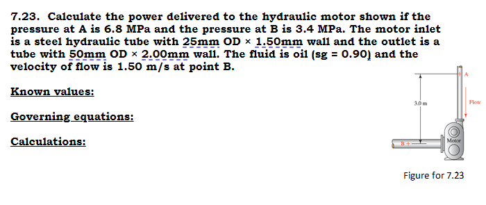 Solved 7.23. Calculate the power delivered to the hydraulic | Chegg.com