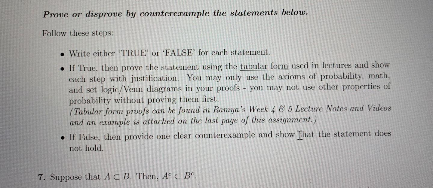 Solved Prove or disprove by counterexample the statements | Chegg.com