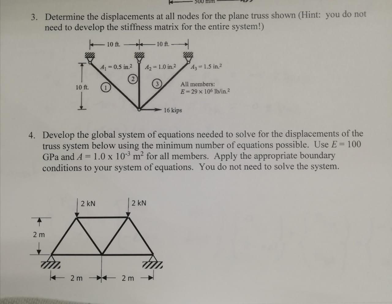Solved 3. Determine the displacements at all nodes for the | Chegg.com
