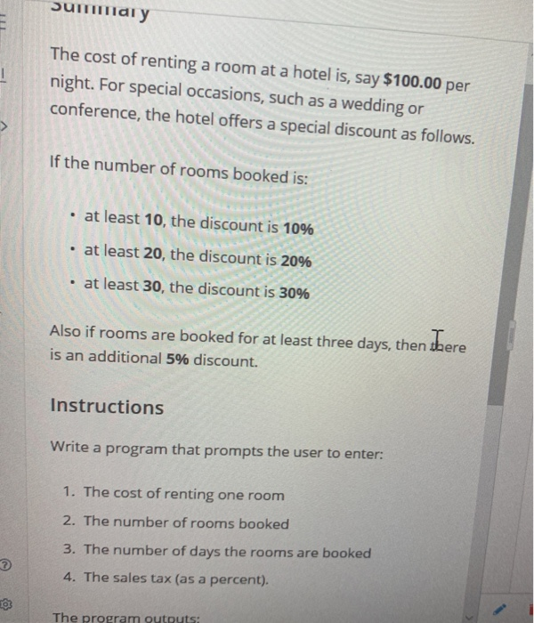Solved The Cost Of Renting A Room At A Hotel Is Say 100 00