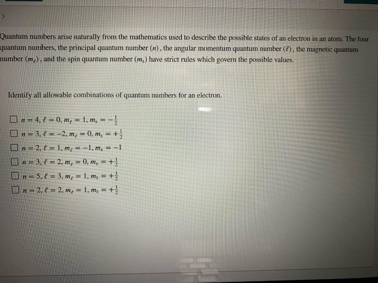 Solved Quantum numbers arise naturally from the mathematics | Chegg.com