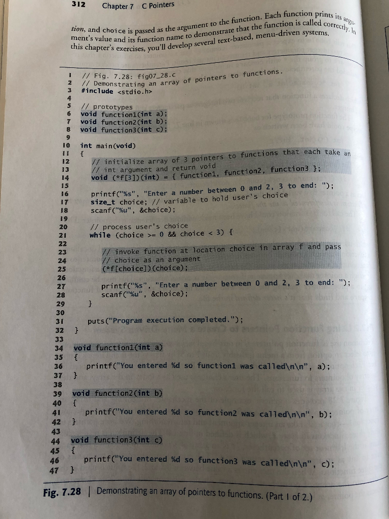Solved 312 Chapter 7 C Pointers ce is passed as the argument | Chegg.com