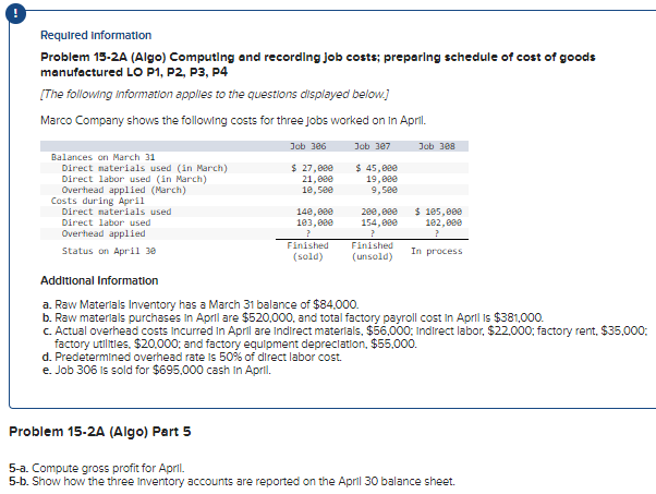 Solved Required information Problem 15-2A (Algo) Computing | Chegg.com