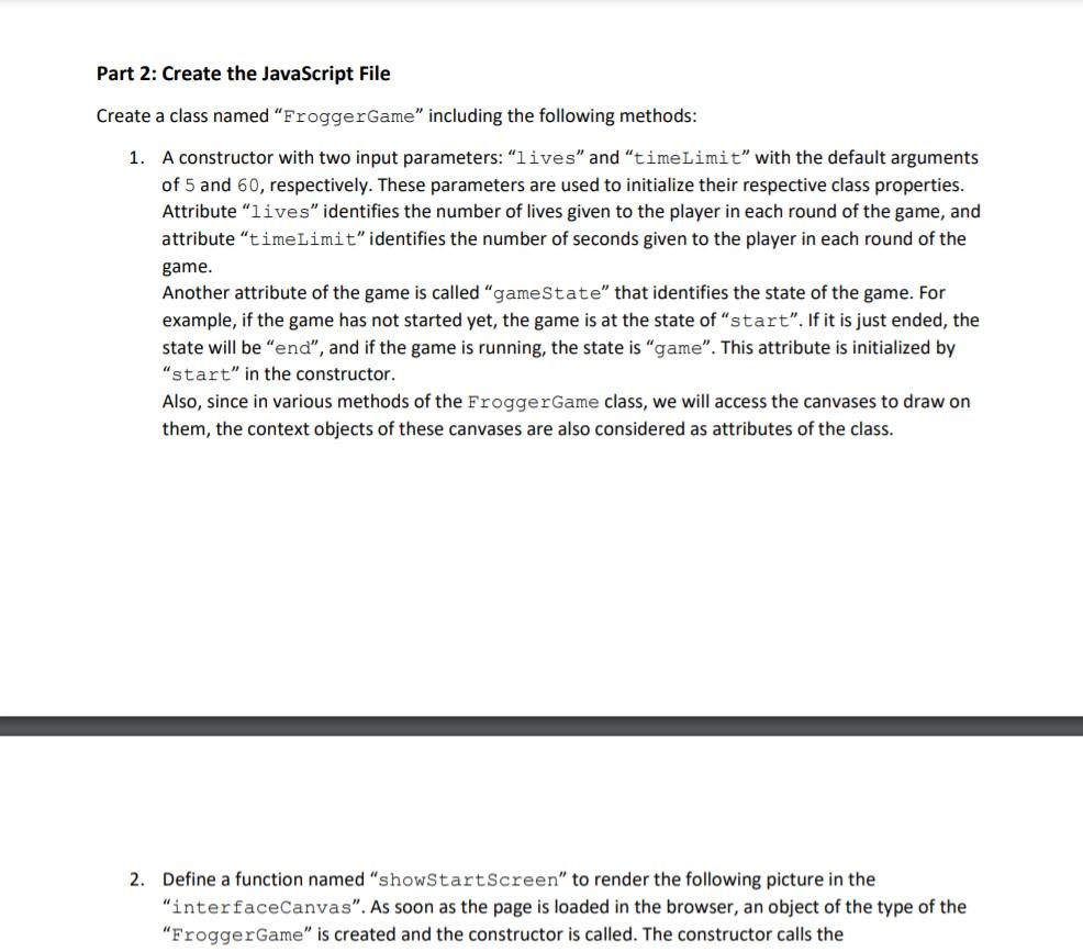 Part 2: Create the JavaScript File Create a class | Chegg.com