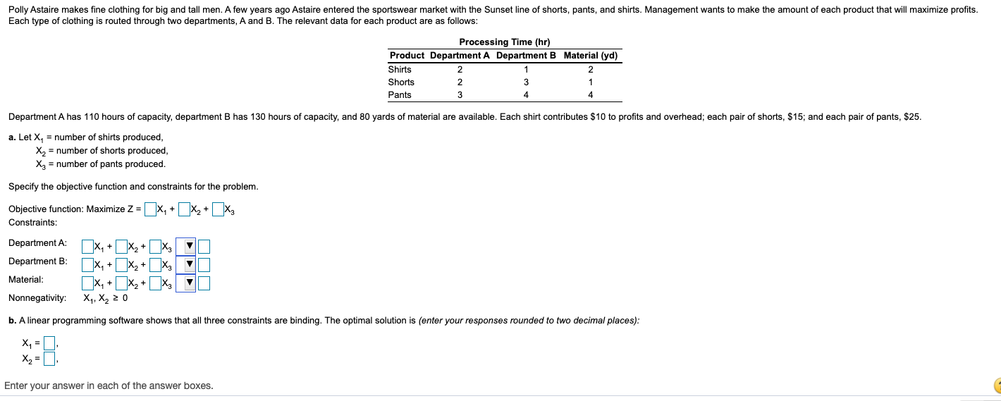 b. A linear programming software shows that all | Chegg.com