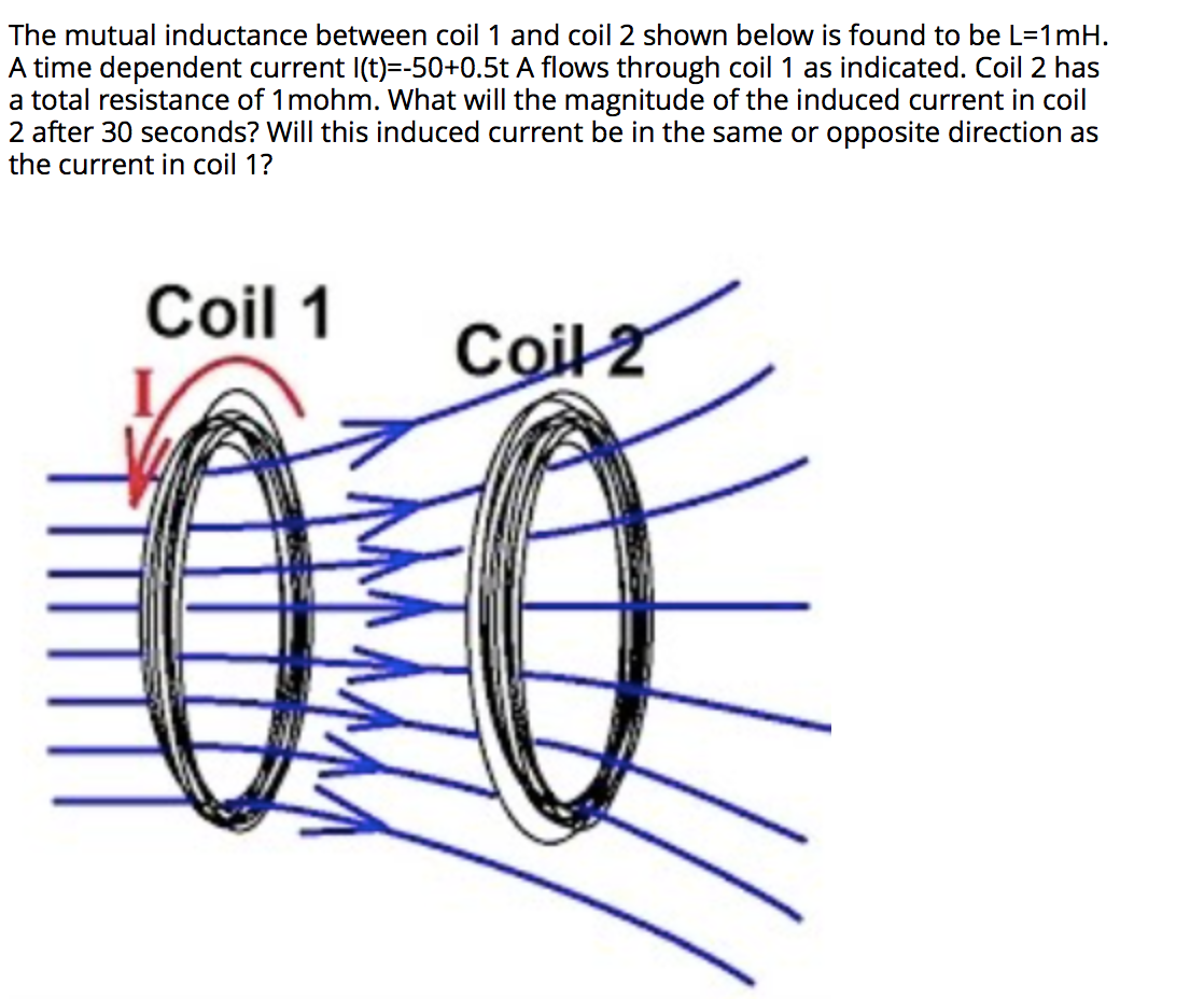 Solved The mutual inductance between coil 1 and coil 2 shown | Chegg.com
