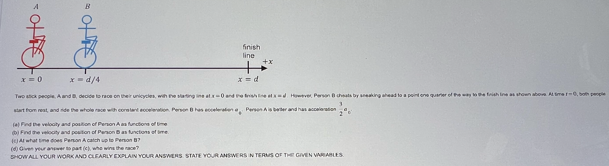 Solved start from rest, and ride the whole race with | Chegg.com