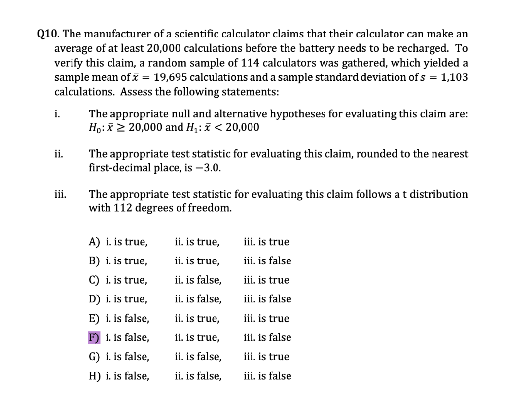 Solved Q10. The manufacturer of a scientific calculator | Chegg.com