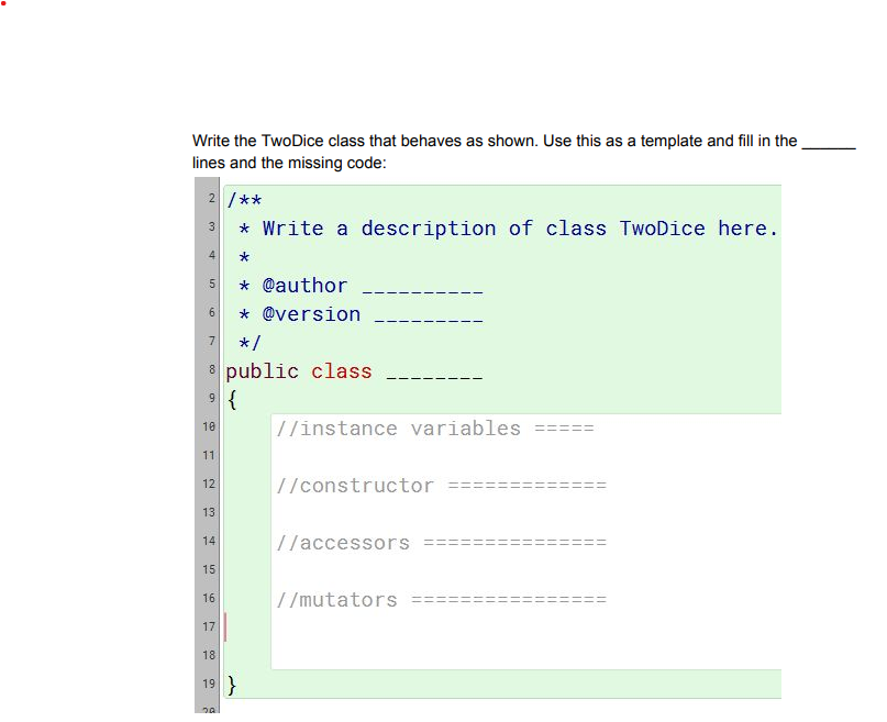 Solved Write The Twodice Class That Behaves As Shown Use 