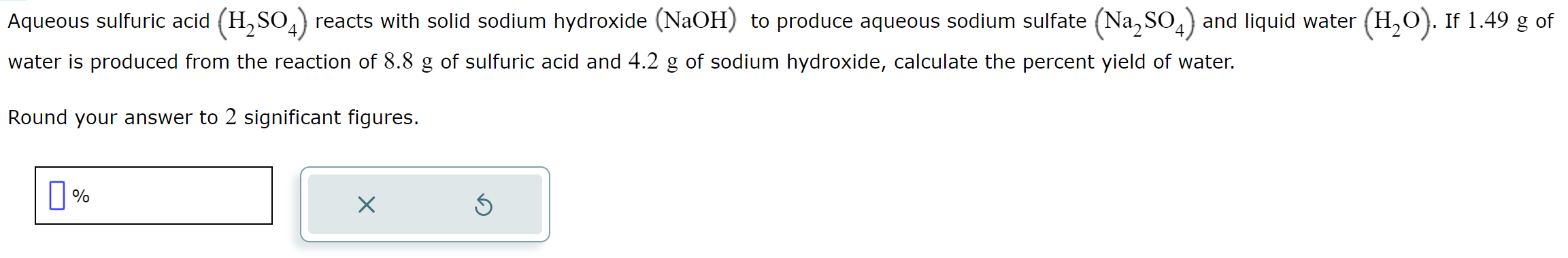 Solved Aqueous sulfuric acid (H2SO4) reacts with solid | Chegg.com